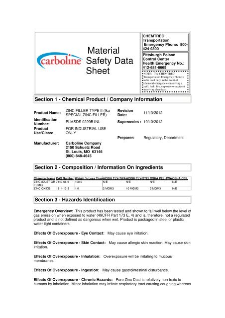Zinc Filler Type II - Carboline