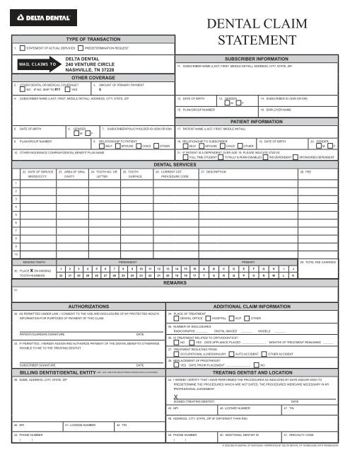 How To Fill Out Delta Dental Claim Form - Printable Forms Free Online
