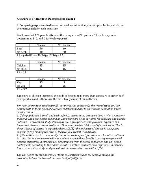 epidemiology exam 1 review question answers