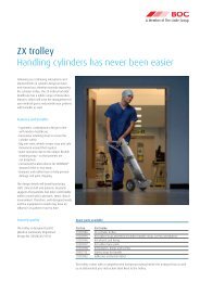 Medical gas cylinder data chart - BOC Healthcare