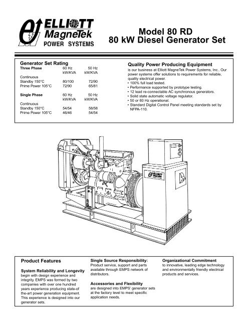 Model 80 RD 80 kW Diesel Generator Set - Western Machinery ...