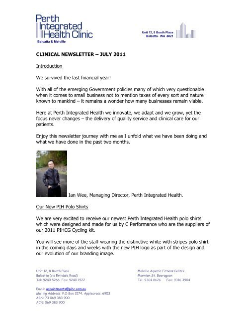 July 2011 - Perth Integrated Health
