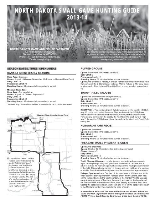 Small Game Hunting Guide - North Dakota Game and Fish