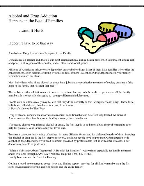 Alcohol and Drug Addiction Happens in the Best of Families …and It ...