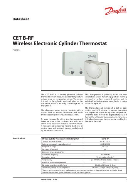 CET B-RF Wireless Electronic Cylinder Thermostat - Trademate ...