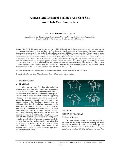 Analysis And Design of Flat Slab And Grid Slab And Their Cost ...