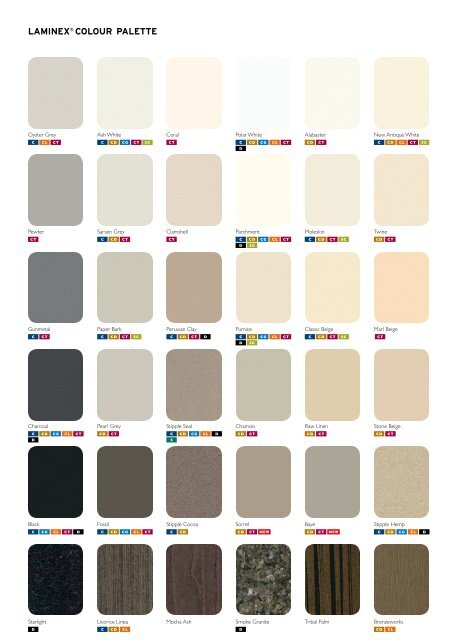LAMINEX® COLOUR PALETTE - Paradise Kitchens