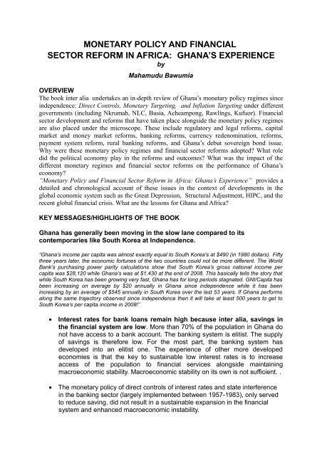 monetary policy and financial sector reform in ... - Danquah Institute