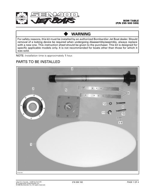 295 500 599 Bow table - Sea-Doo.net