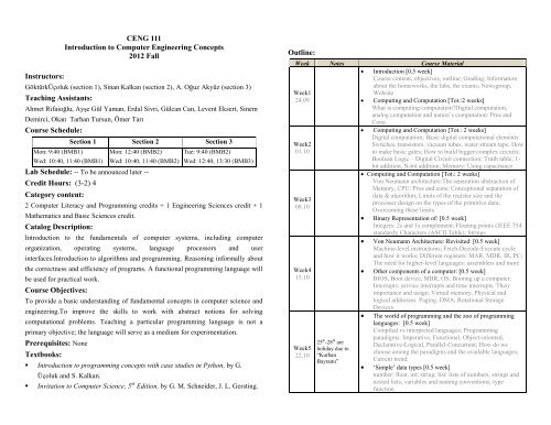 CENG 111 Introduction to Computer Engineering Concepts 2012 ...