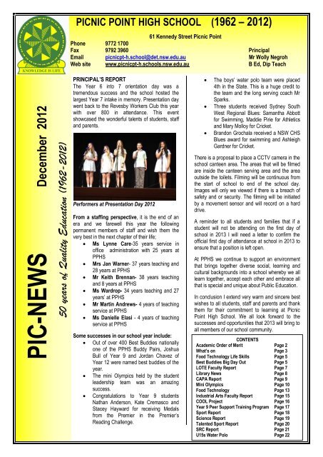 PRINCIPAL'S REPORT - Picnic Point High School