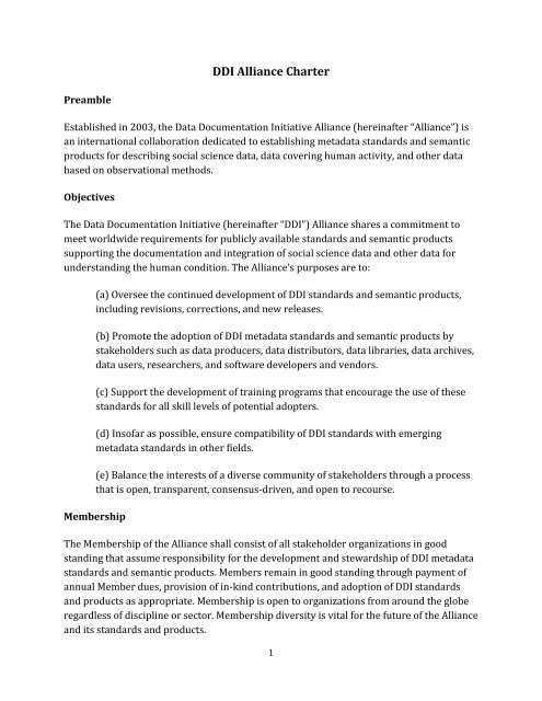 Charter - Data Documentation Initiative