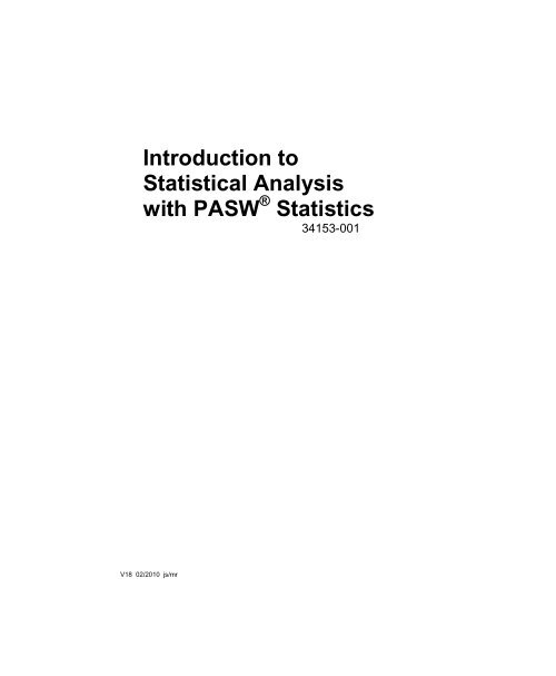 Introduction to Statistical Analysis