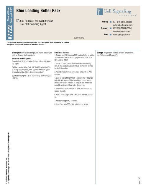 Blue Loading Buffer Pack - Cell Signaling Technology, Inc.
