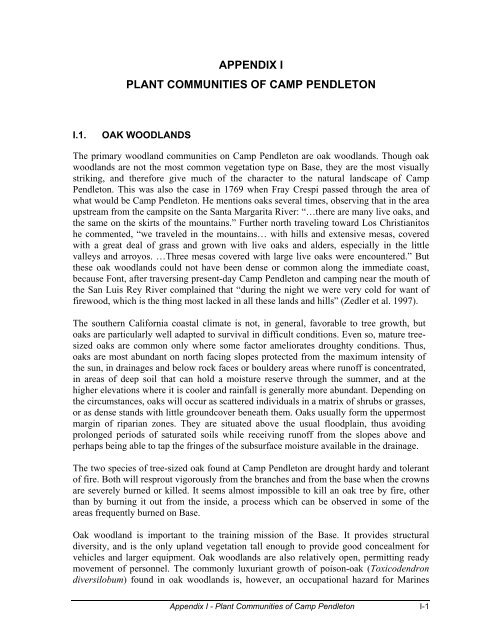 appendix i plant communities of camp pendleton - Marine Corps ...