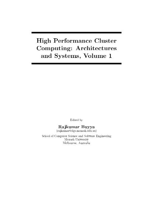 High Performance Cluster Computing Architectures And Systems