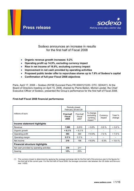 Press release - Sodexo