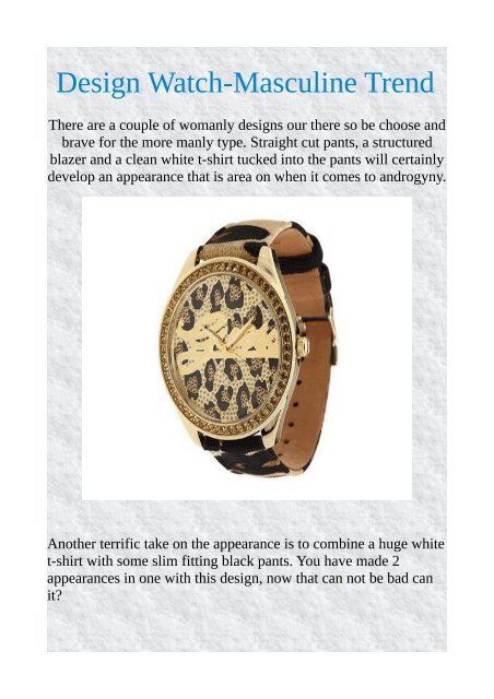 Design Watch-Masculine Trend