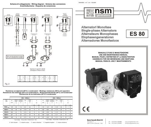 Alternatori Monofase Single-phase Alternators ... - NSM Generators