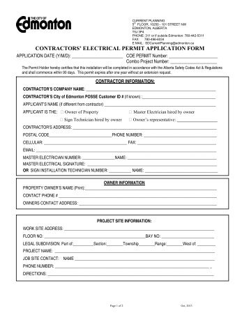 Request for Electrical Inspection permit form for one - Minnesota ...