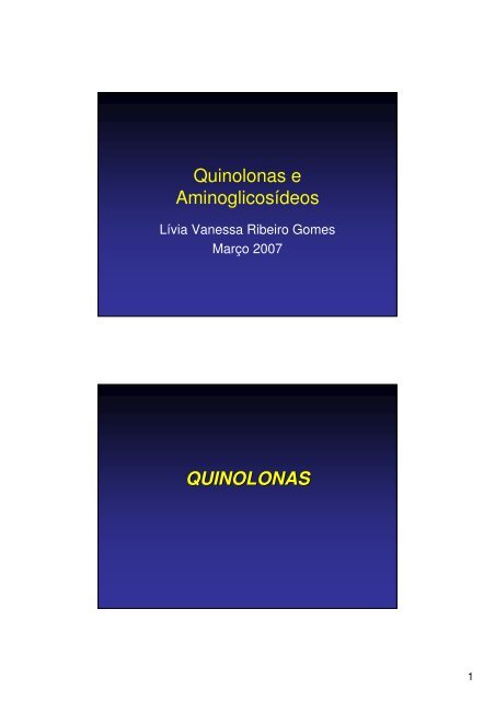 (Microsoft PowerPoint - Quinolonas e Aminiglicos\355deos.ppt) - Ucg