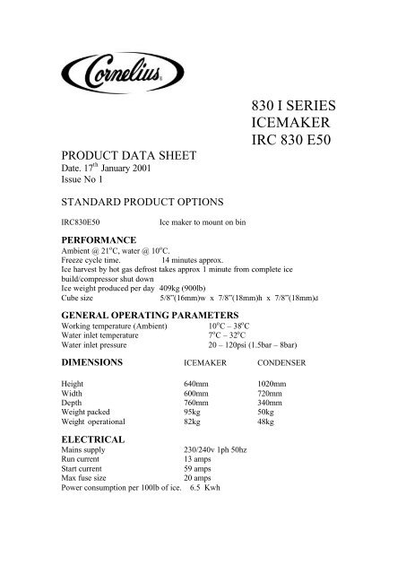 IRC830 datasheet - IMI Cornelius