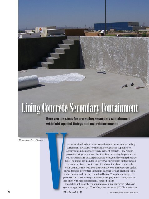 Lining Concrete Secondary Containment - PaintSquare