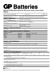 Batteries Materials Safety Data Sheet (PDF) - Cell Pack Solutions