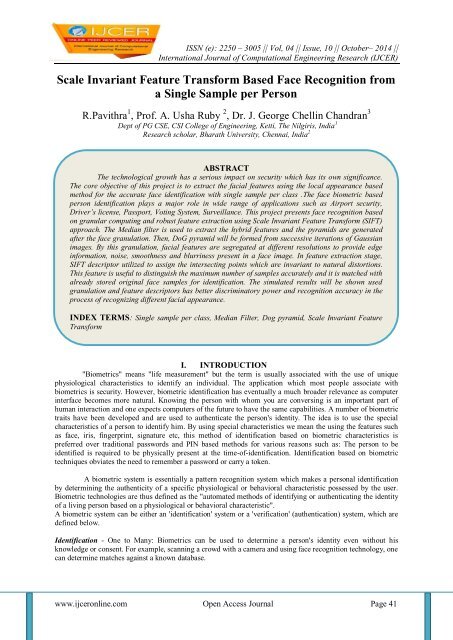 Scale Invariant Feature Transform Based Face Recognition From A Single Sample Per Person 3711