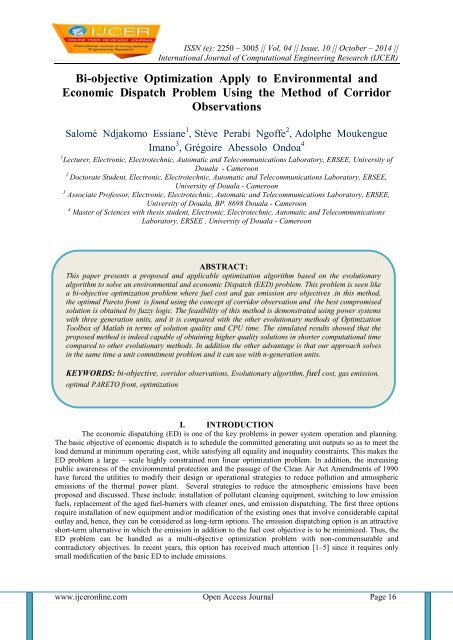 Bi Objective Optimization Apply To Environment A Land Economic Dispatch Problem Using The Method