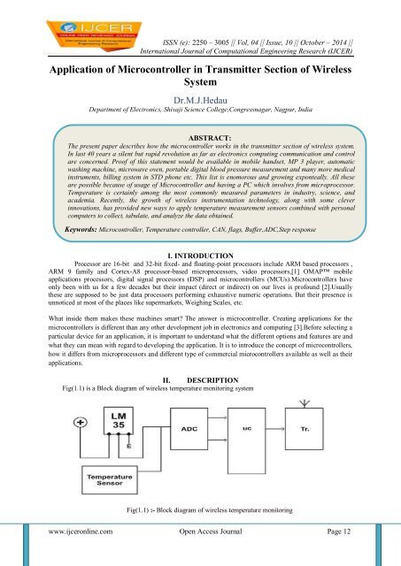 Application of Microcontroller in Transmitter Section of Wireless System