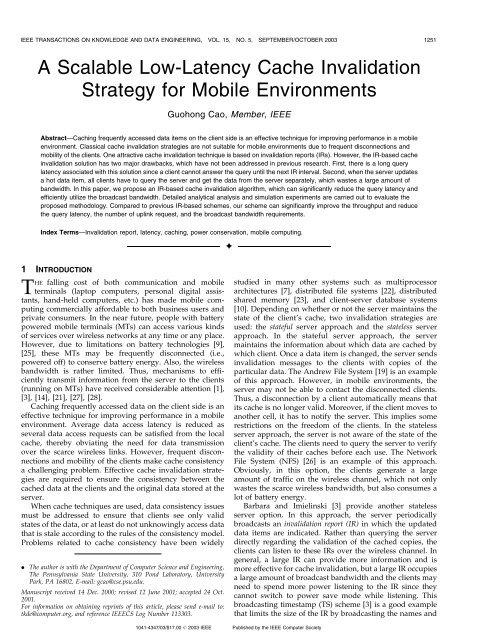 A Scalable Low-Latency Cache Invalidation Strategy for Mobile ...