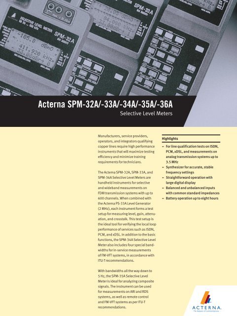 Acterna SPM-32A/-33A/-34A/-35A/-36A