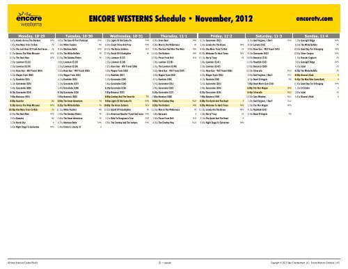 ENCORE WESTERNS Schedule - November, 2012 - Starz