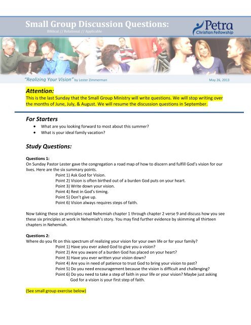 Small Group Discussion Questions small-group-discussion-questions