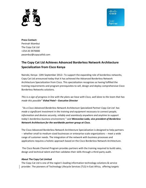 Borderless Architecture Specialization - The Copy Cat Ltd