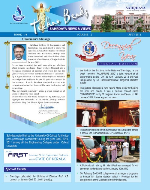 July Edition - sahrdaya college of engineering and technology