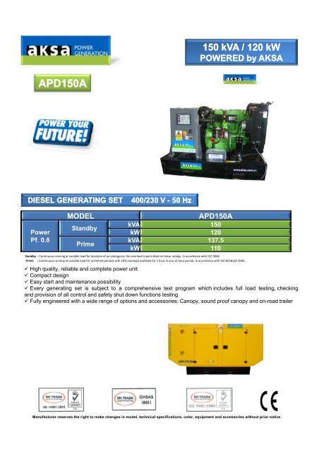 APD150A - AKSA Power Generation