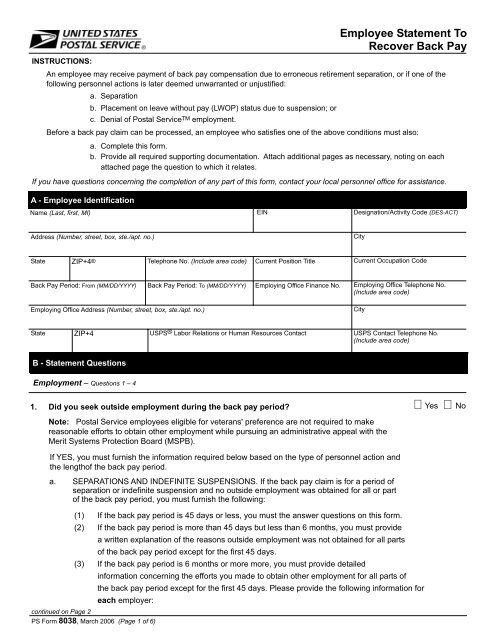 PS Form 8038 - NALC Branch 78