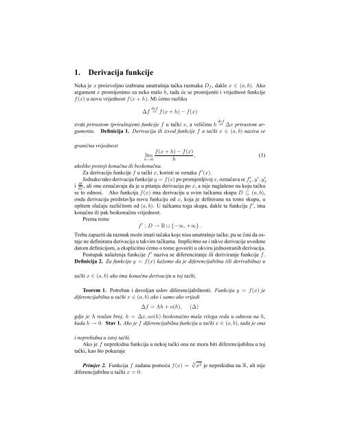 1. Derivacija funkcije - Front Slobode