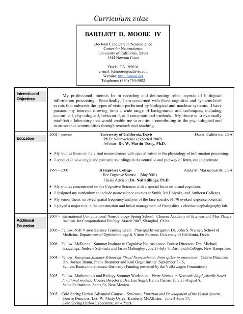 Curriculum vitae - UC Davis Center for Neuroscience