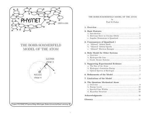 m309; The Bohr-Sommerfeld Model of the Atom - Project PHYSNET