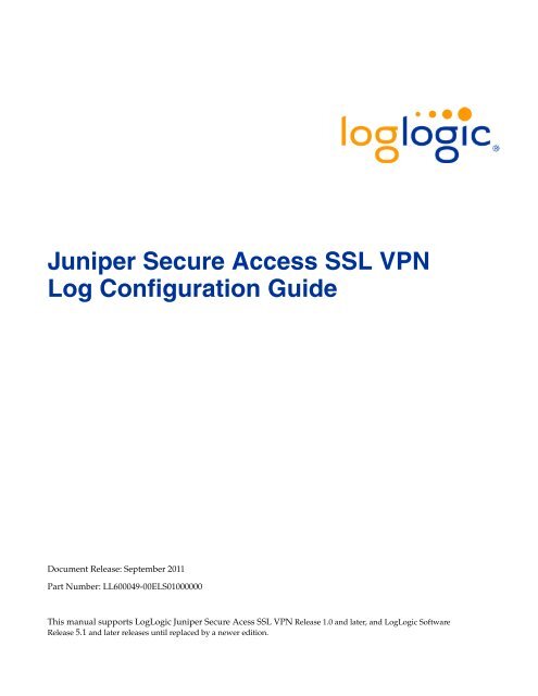 Juniper Secure Access SSL VPN Log Configuration Guide