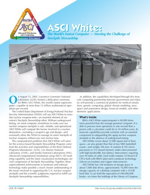 ASCI White - Computation - Lawrence Livermore National Laboratory