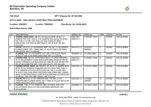 vetco gray wellhead - Hawk Enviro- Drilling & Oilfield Equipment