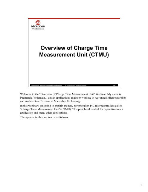 Overview of Charge Time Measurement Unit (CTMU) - Microchip
