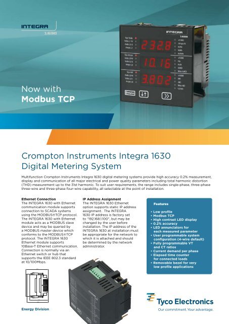 Integra 1630 with Modbus TCP - Crompton Instruments