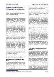 Process Validation PDA Technical Report No. 60 as a practical ...