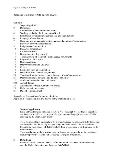 Rules and Regulations for the Examination Board