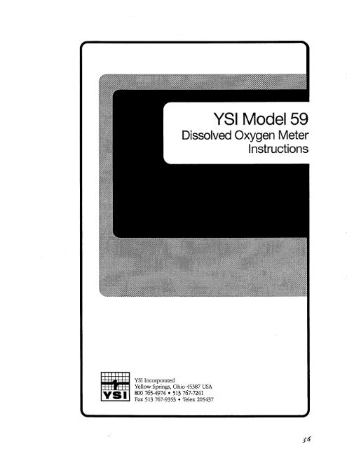 YSI Model 59 Dissolved Oxygen Meter Instructions - YSI.com
